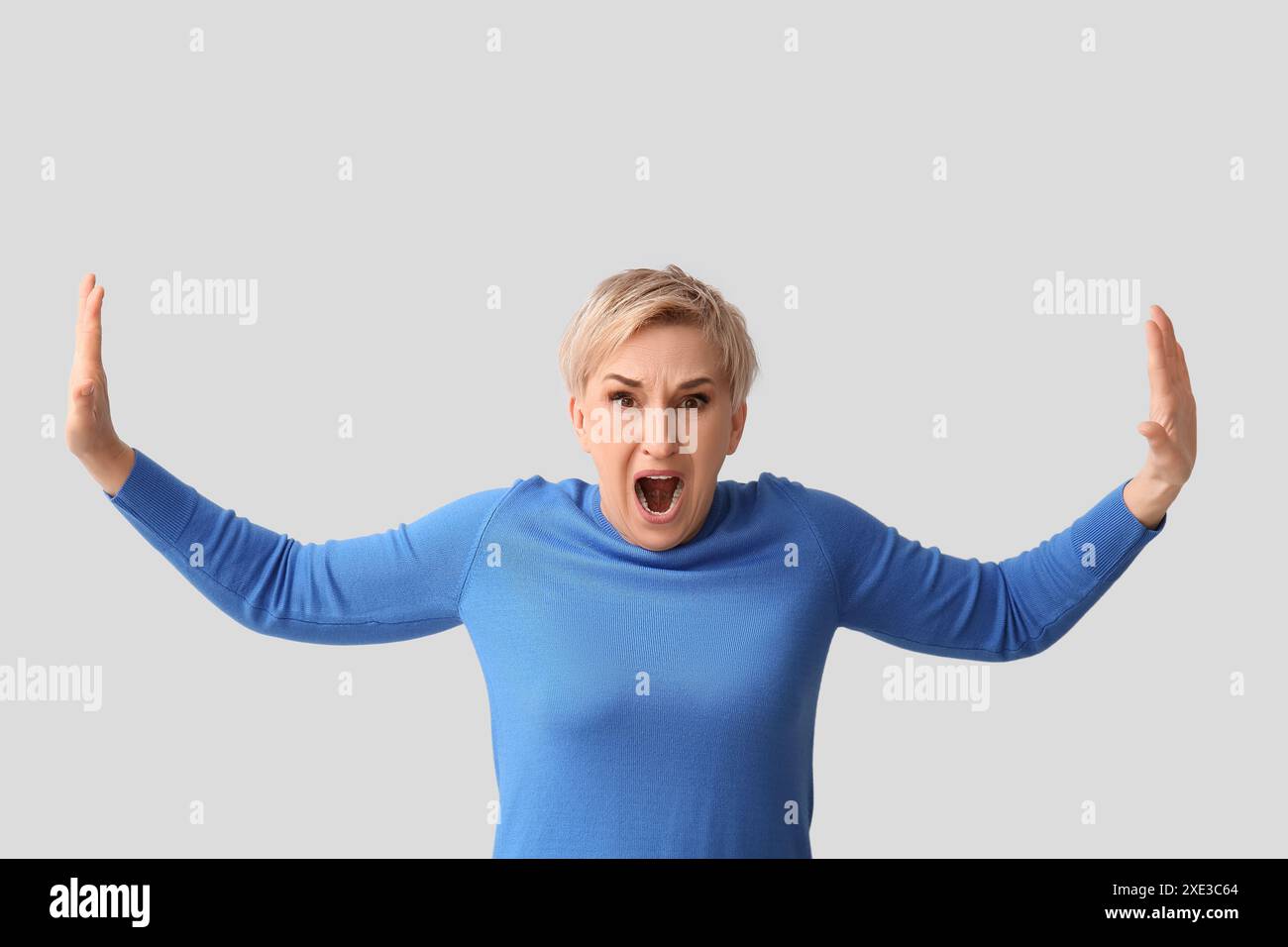 Woman scared emotions reaction hi-res stock photography and images - Alamy