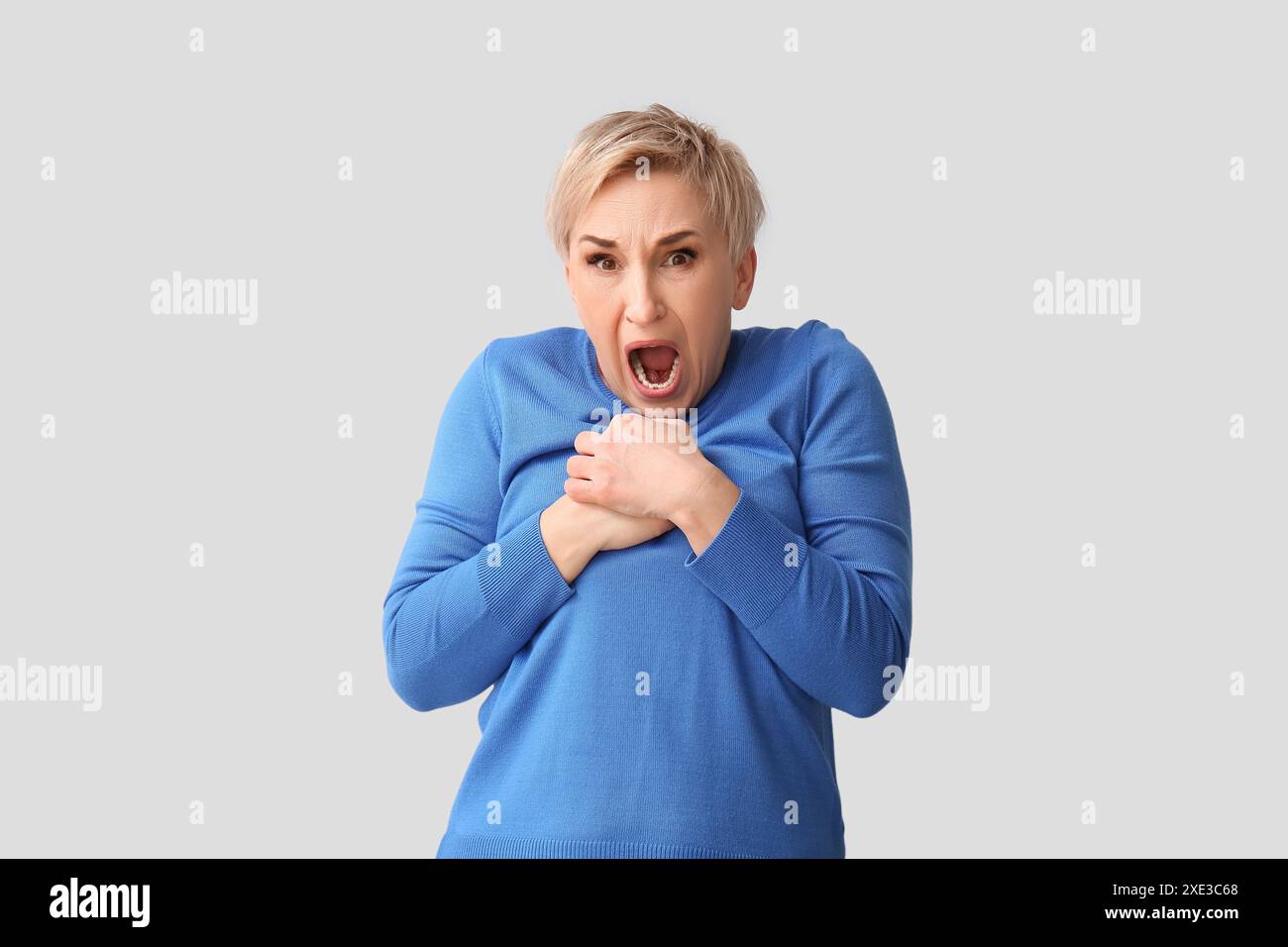 Woman scared emotions reaction hi-res stock photography and images - Alamy