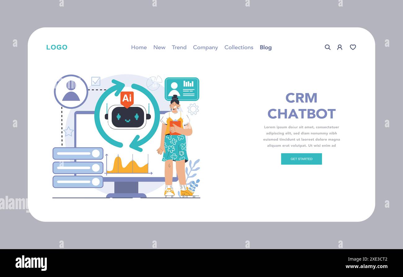 Chat bot web or landing. AI-powered customer service. Online ...