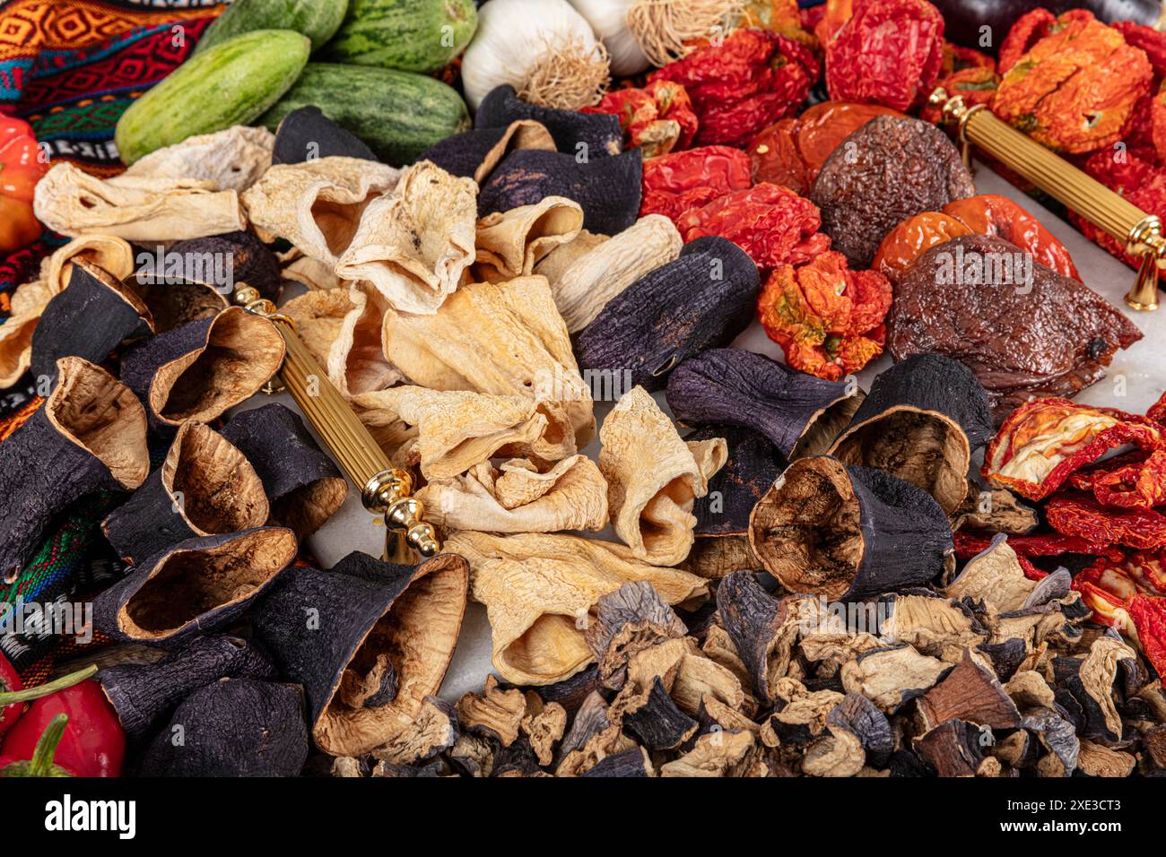 Dried local vegetables. Sun dried peppers, eggplants, zucchini and okra ...