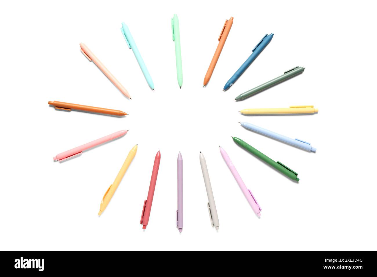 Frame made of colorful pens on white background Stock Photo - Alamy