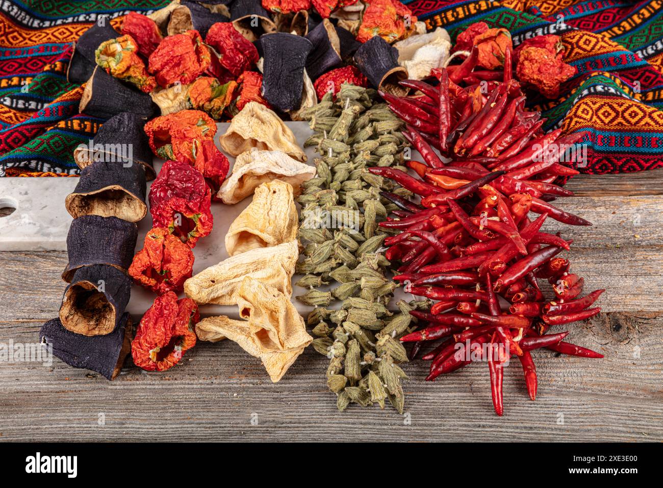 Dried local vegetables. Sun dried peppers, eggplants, zucchini and okra ...