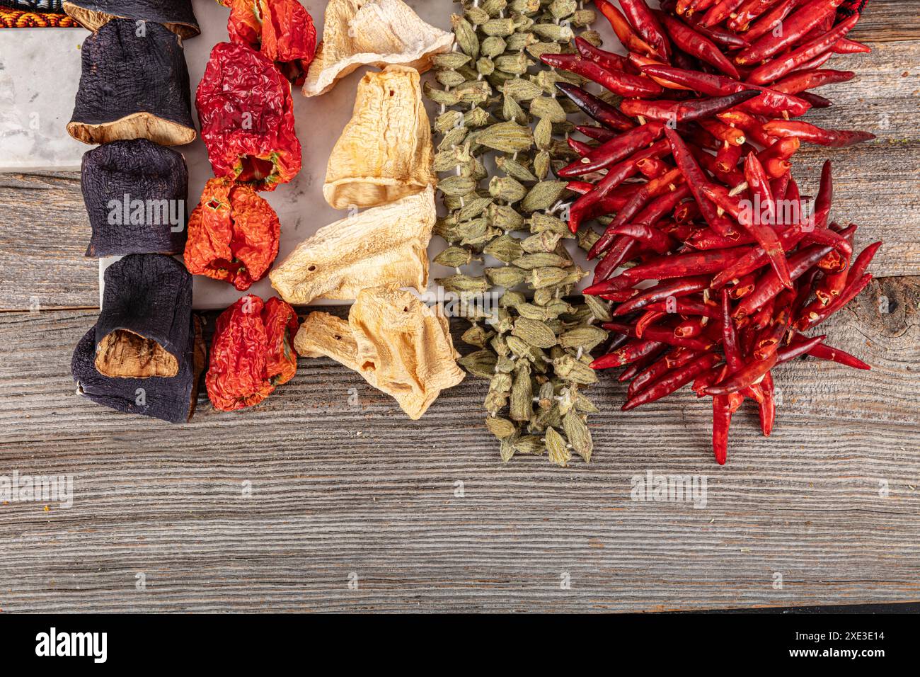 Dried local vegetables. Sun dried peppers, eggplants, zucchini and okra ...