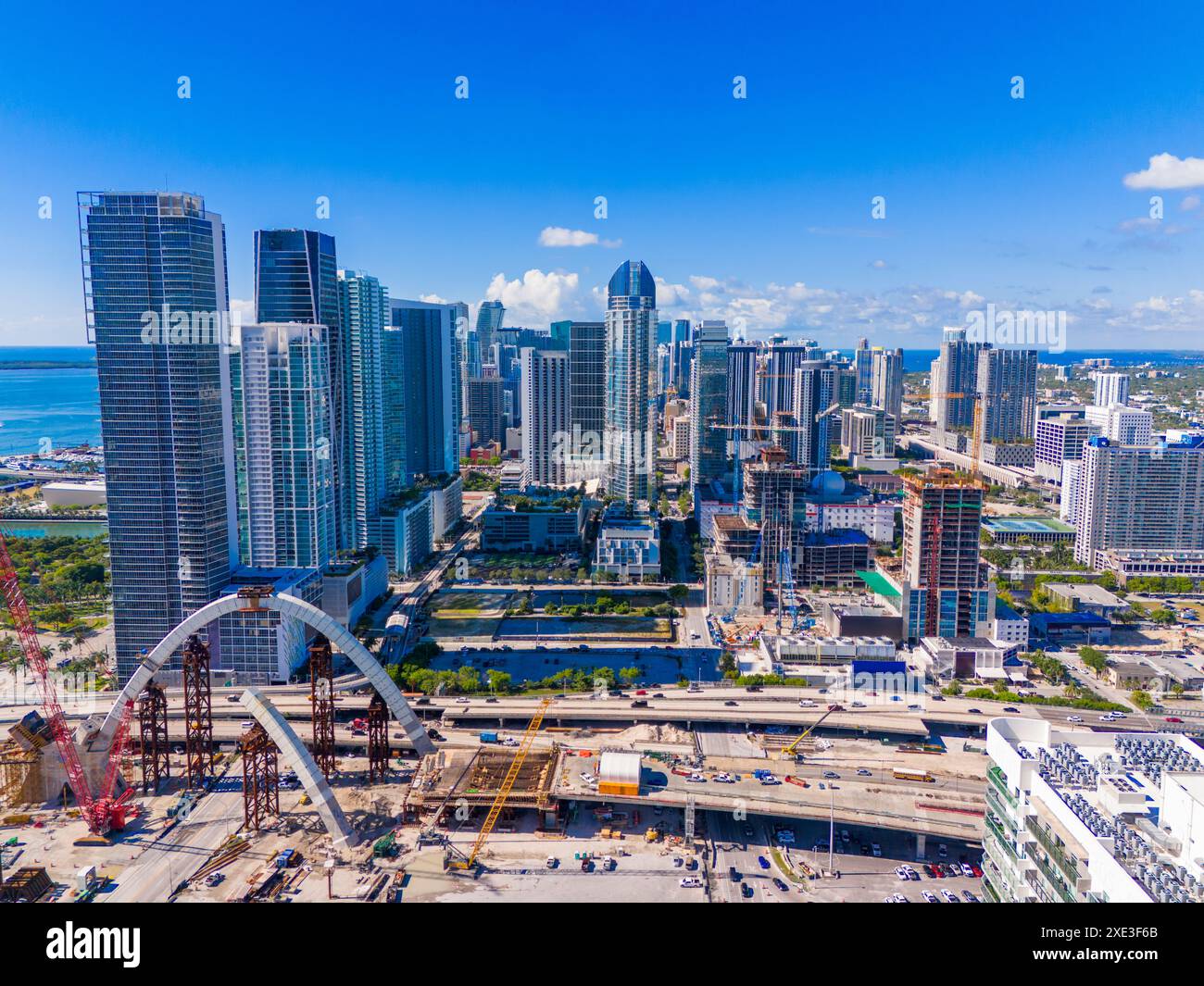 Aerial view of Downtown Miami. Drone photo 2024. All logos removed ...