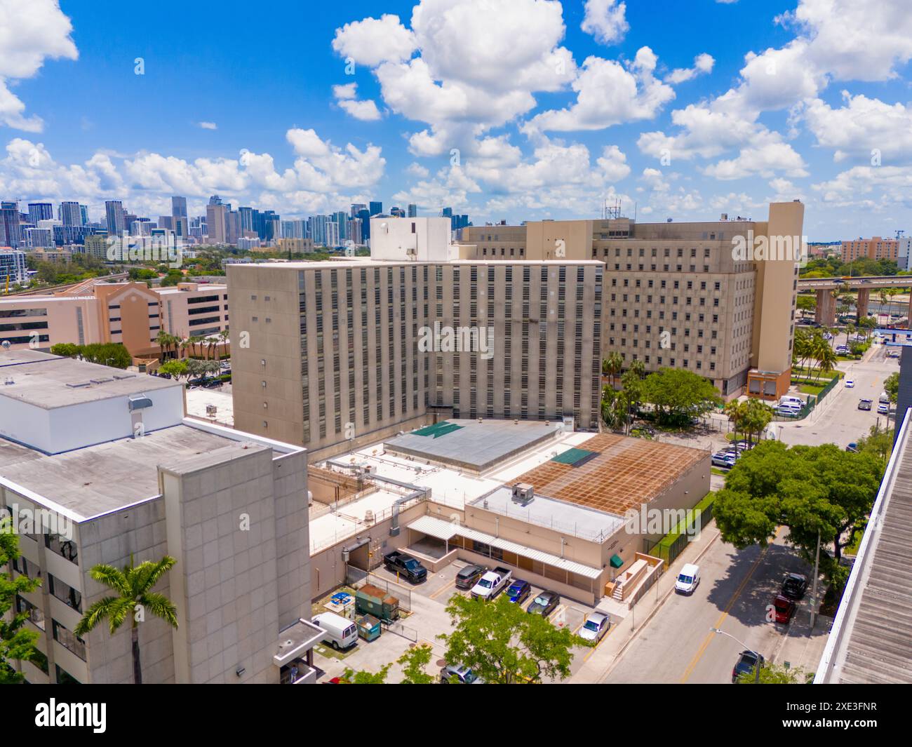 Miami detention center jail, government buidling, courthouses. Aerial ...
