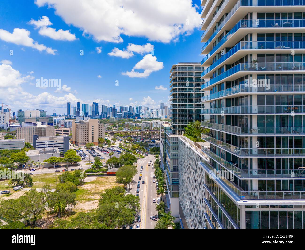 Aerial drone view downtown miami hi-res stock photography and images ...