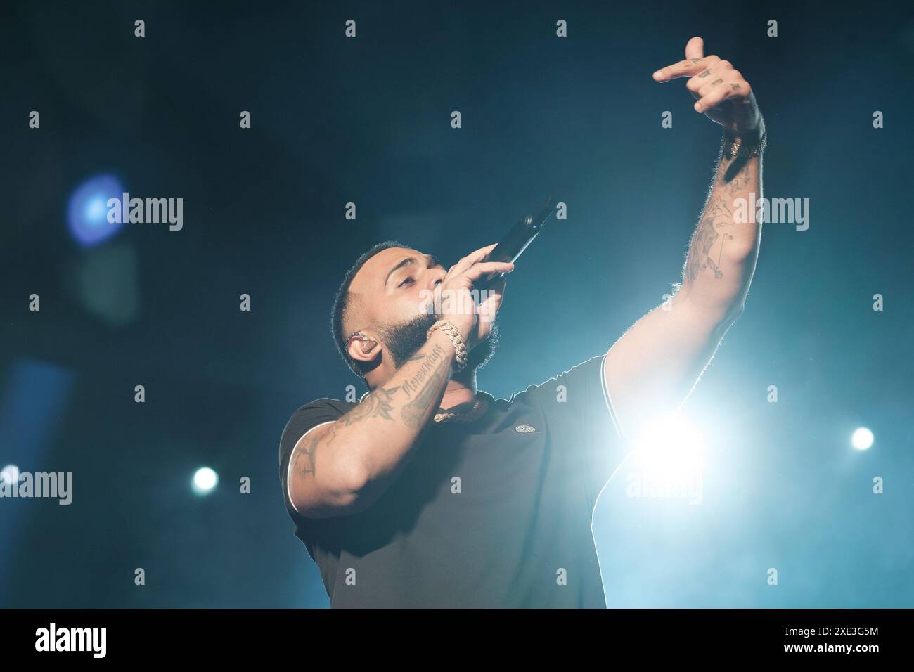 Puerto Rican singer Eladio Carrion performs on stage during Sol Maria ...