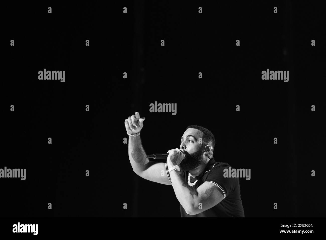 Puerto Rican singer Eladio Carrion performs on stage during Sol Maria ...