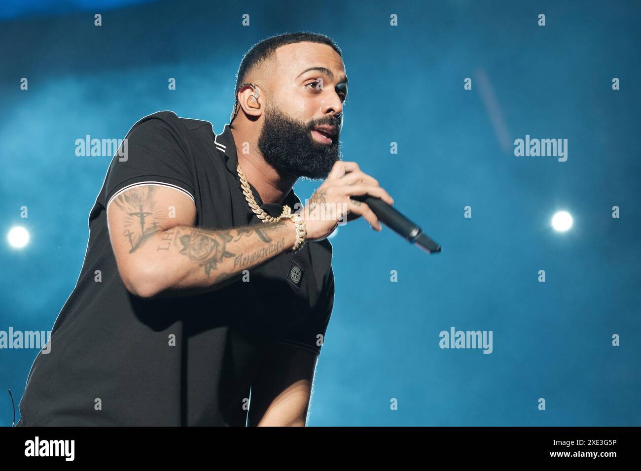 Puerto Rican singer Eladio Carrion performs on stage during Sol Maria ...