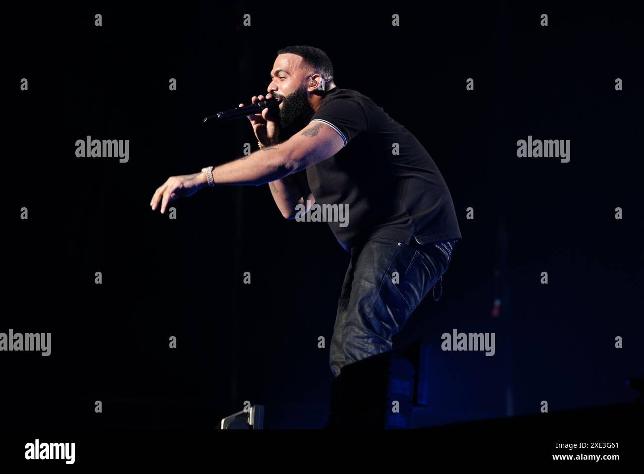 Puerto Rican singer Eladio Carrion performs on stage during Sol Maria ...