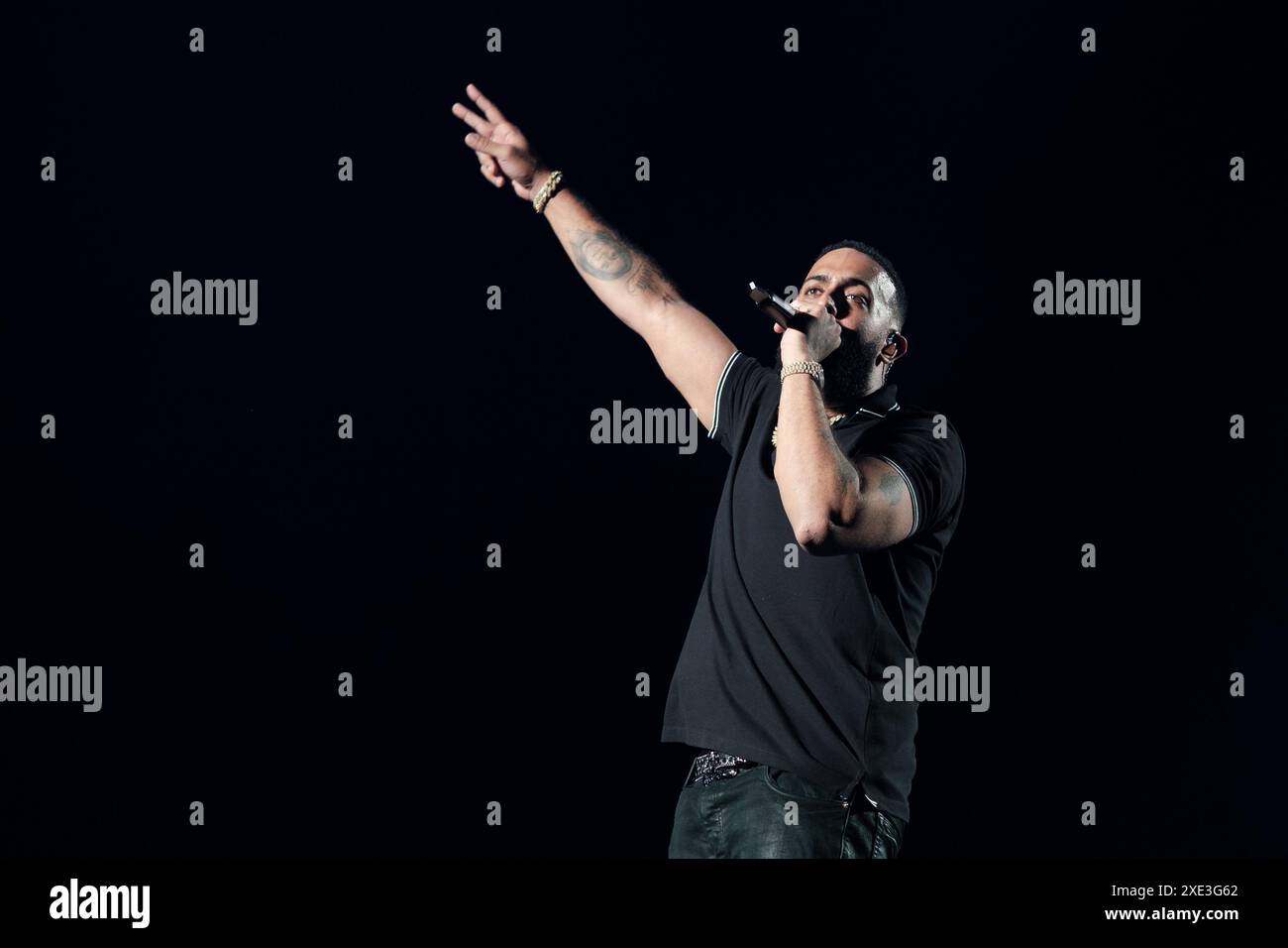 Puerto Rican singer Eladio Carrion performs on stage during Sol Maria ...