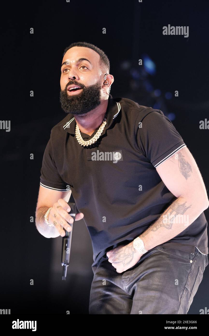 Puerto Rican singer Eladio Carrion performs on stage during Sol Maria ...