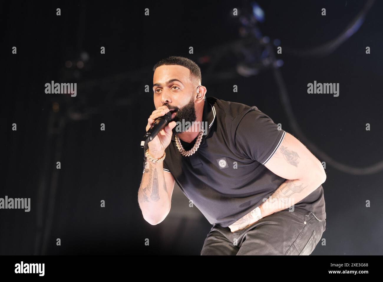 Puerto Rican singer Eladio Carrion performs on stage during Sol Maria ...