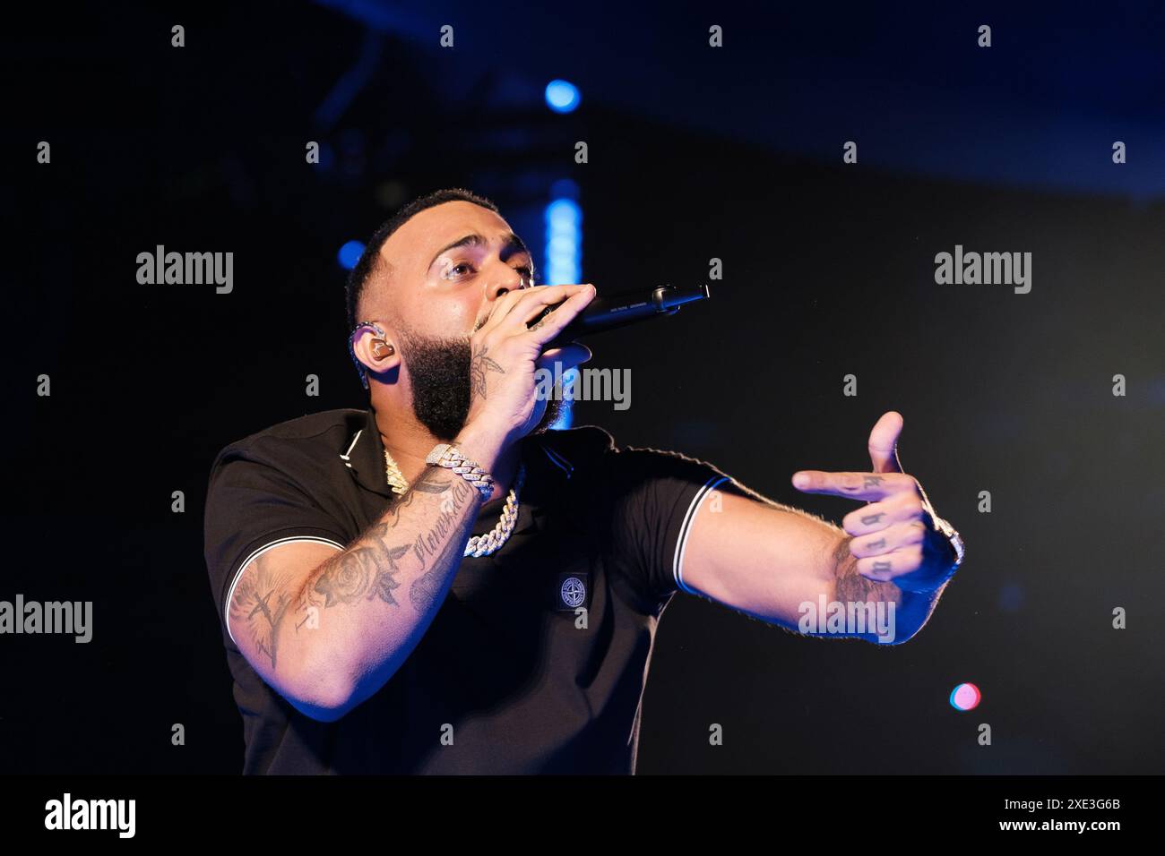 Puerto Rican singer Eladio Carrion performs on stage during Sol Maria ...