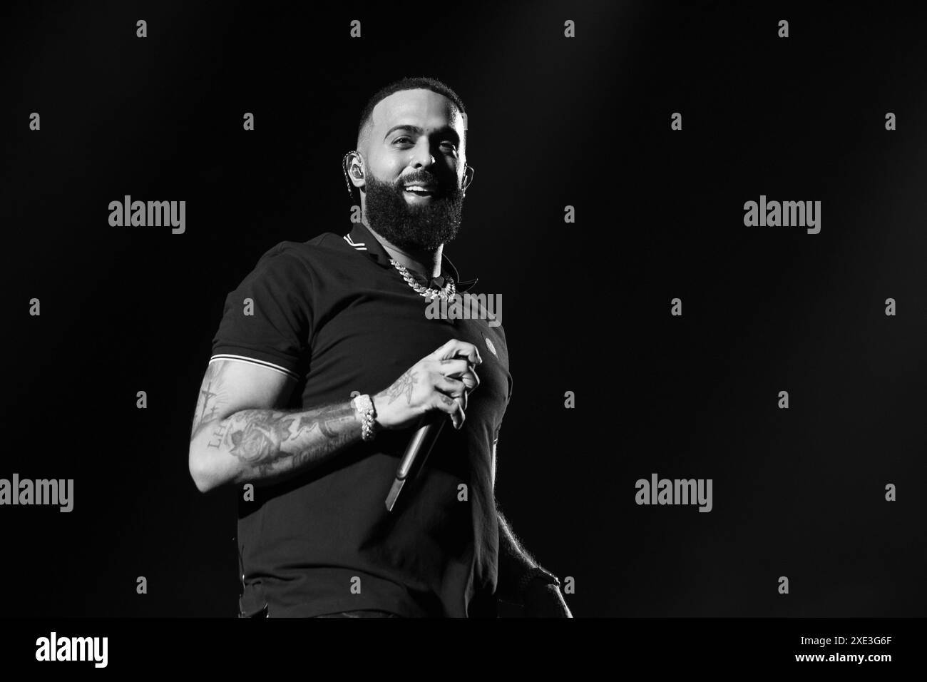 Puerto Rican singer Eladio Carrion performs on stage during Sol Maria ...