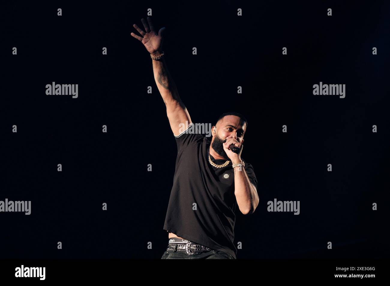Puerto Rican singer Eladio Carrion performs on stage during Sol Maria ...