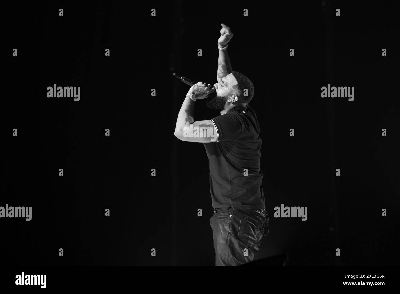 Puerto Rican singer Eladio Carrion performs on stage during Sol Maria ...