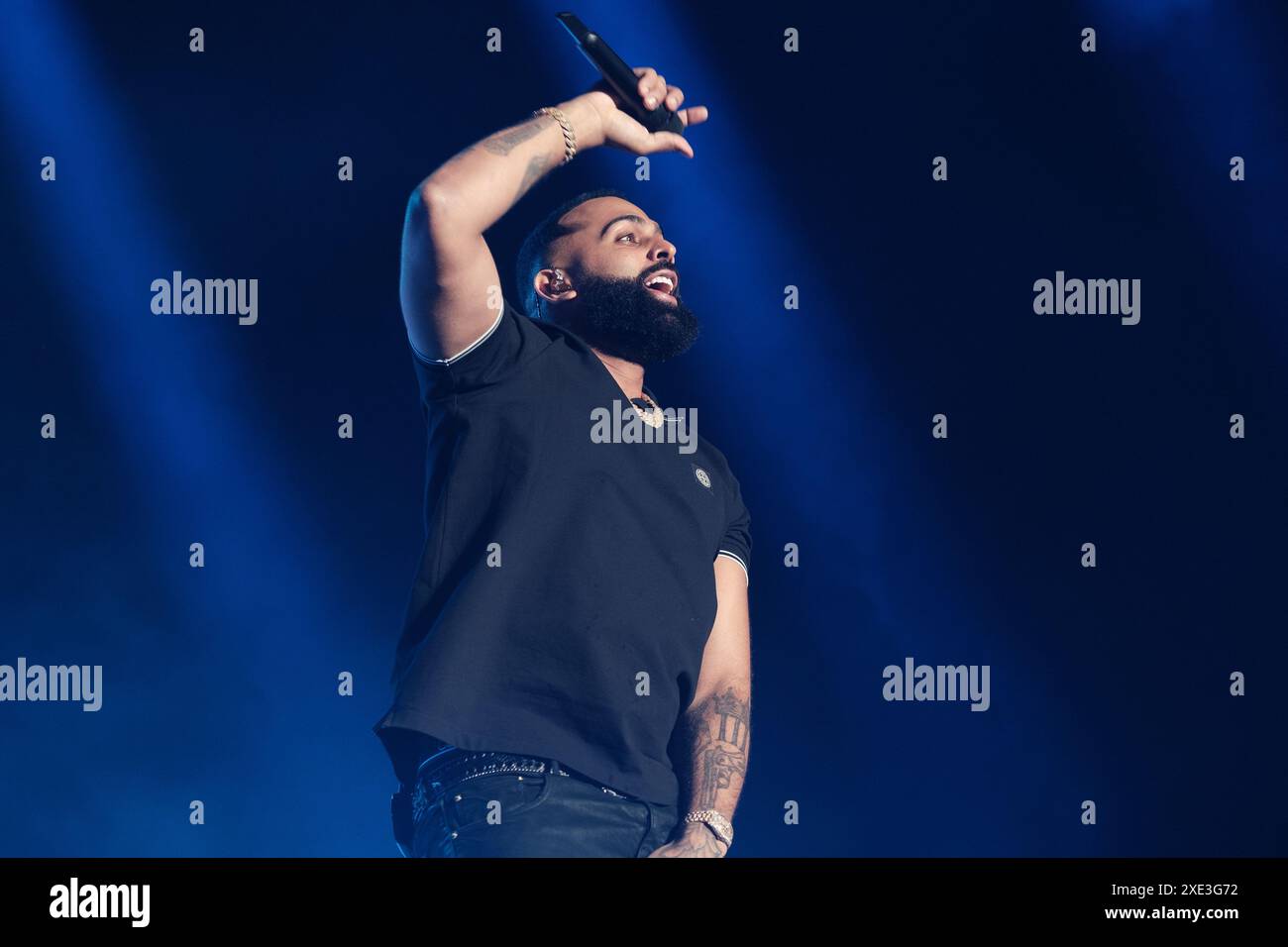 Puerto Rican singer Eladio Carrion performs on stage during Sol Maria ...