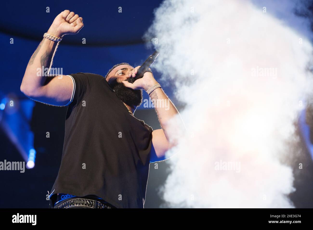 Puerto Rican singer Eladio Carrion performs on stage during Sol Maria ...