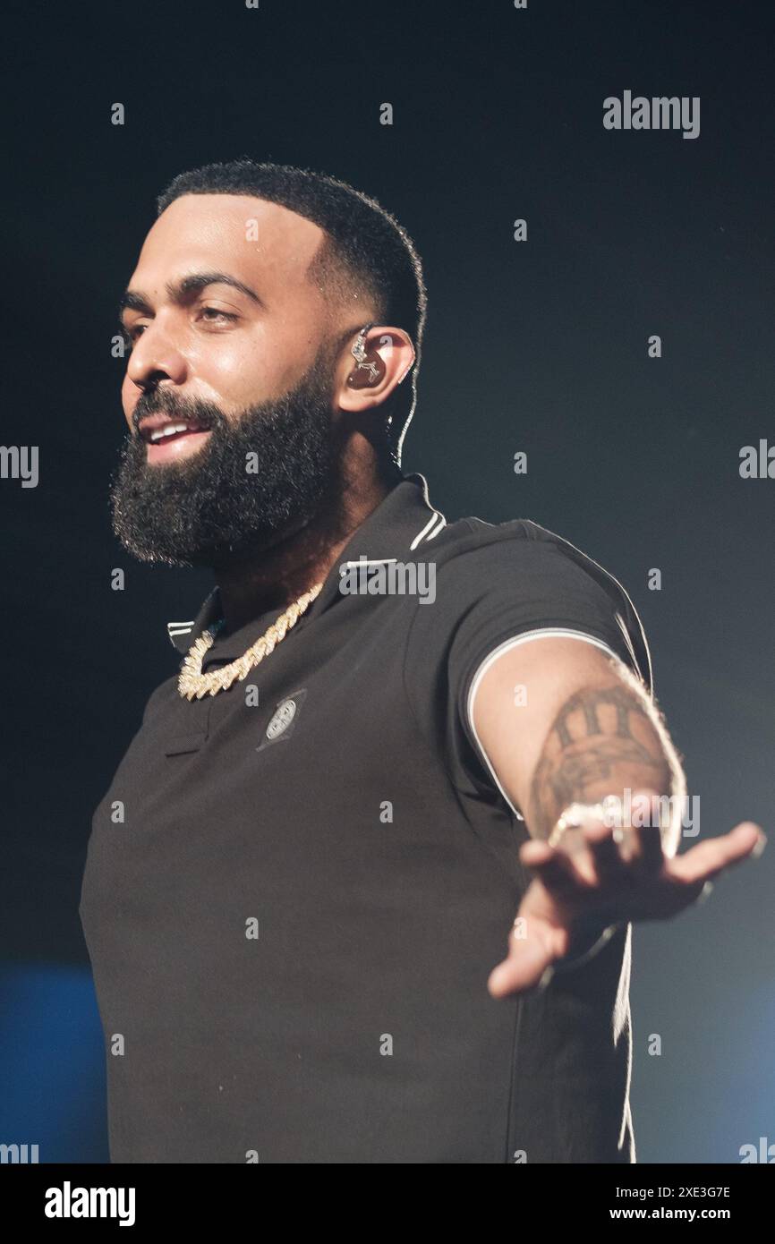 Puerto Rican singer Eladio Carrion performs on stage during Sol Maria ...