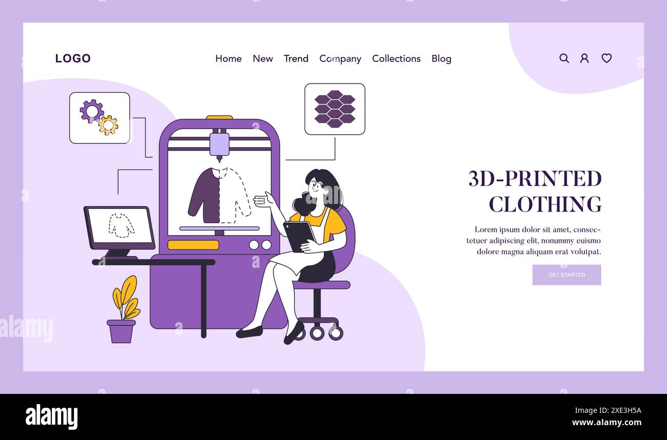 Fashion tech concept. A designer creating apparel with a 3D printer ...