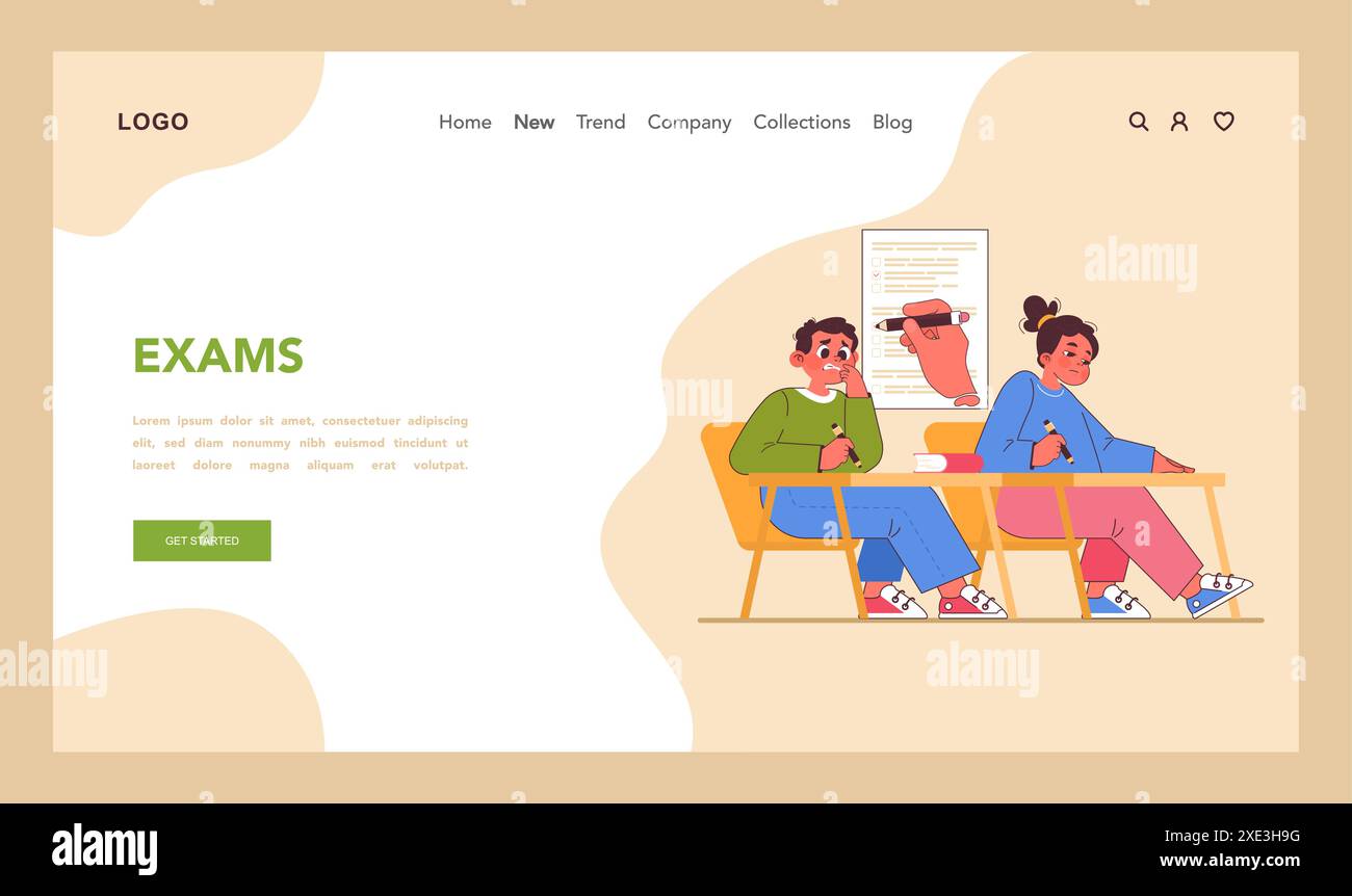 Educational stress web or landing. Students experience contrasting ...