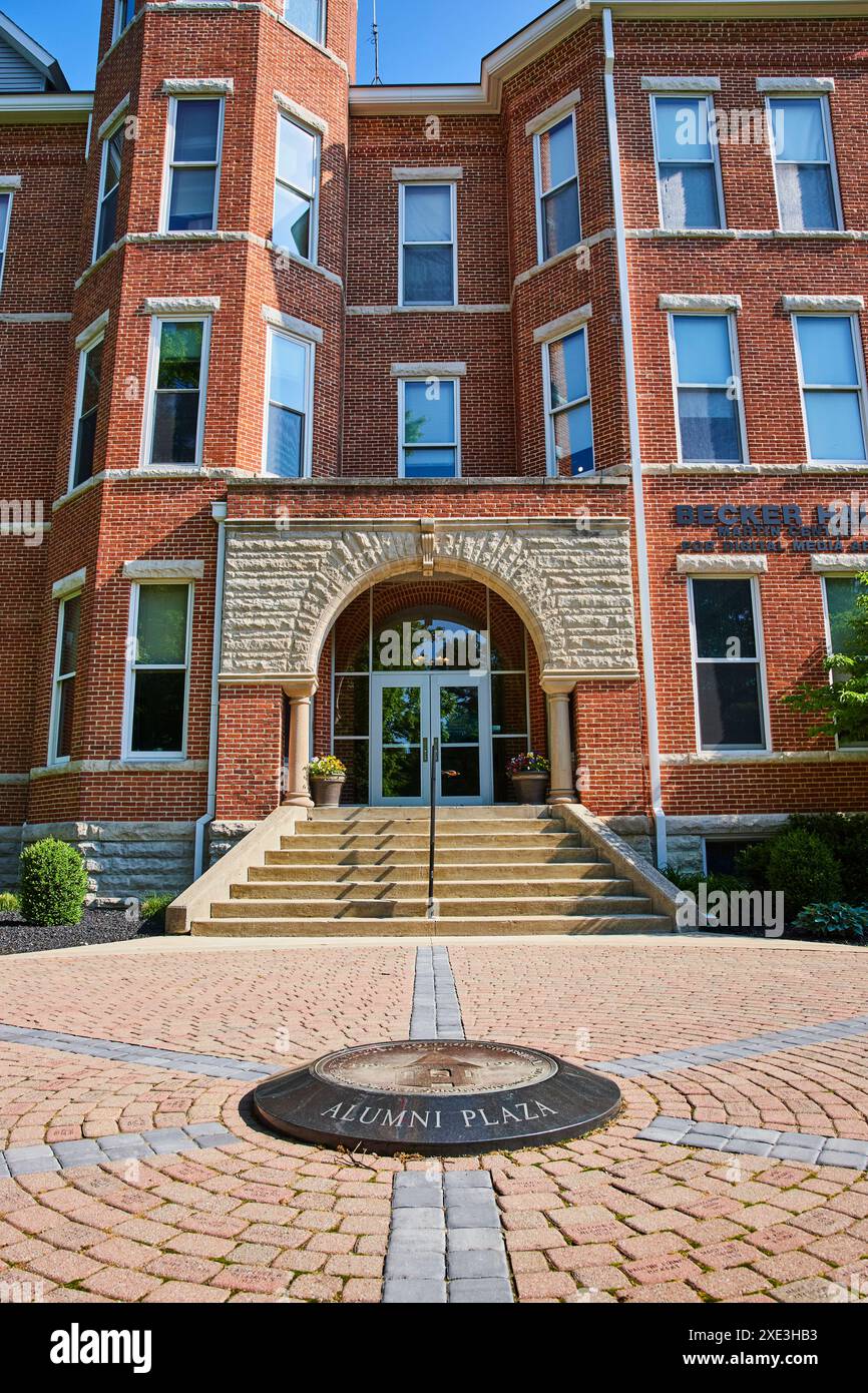 Becker Hall Entrance with Alumni Plaza Path Eye-Level Perspective Stock ...