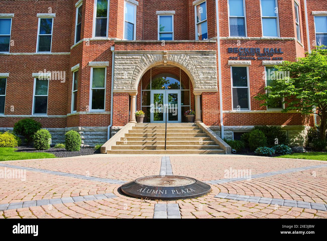 Becker Hall Entrance with Alumni Plaza on Bright Daytime View Stock ...