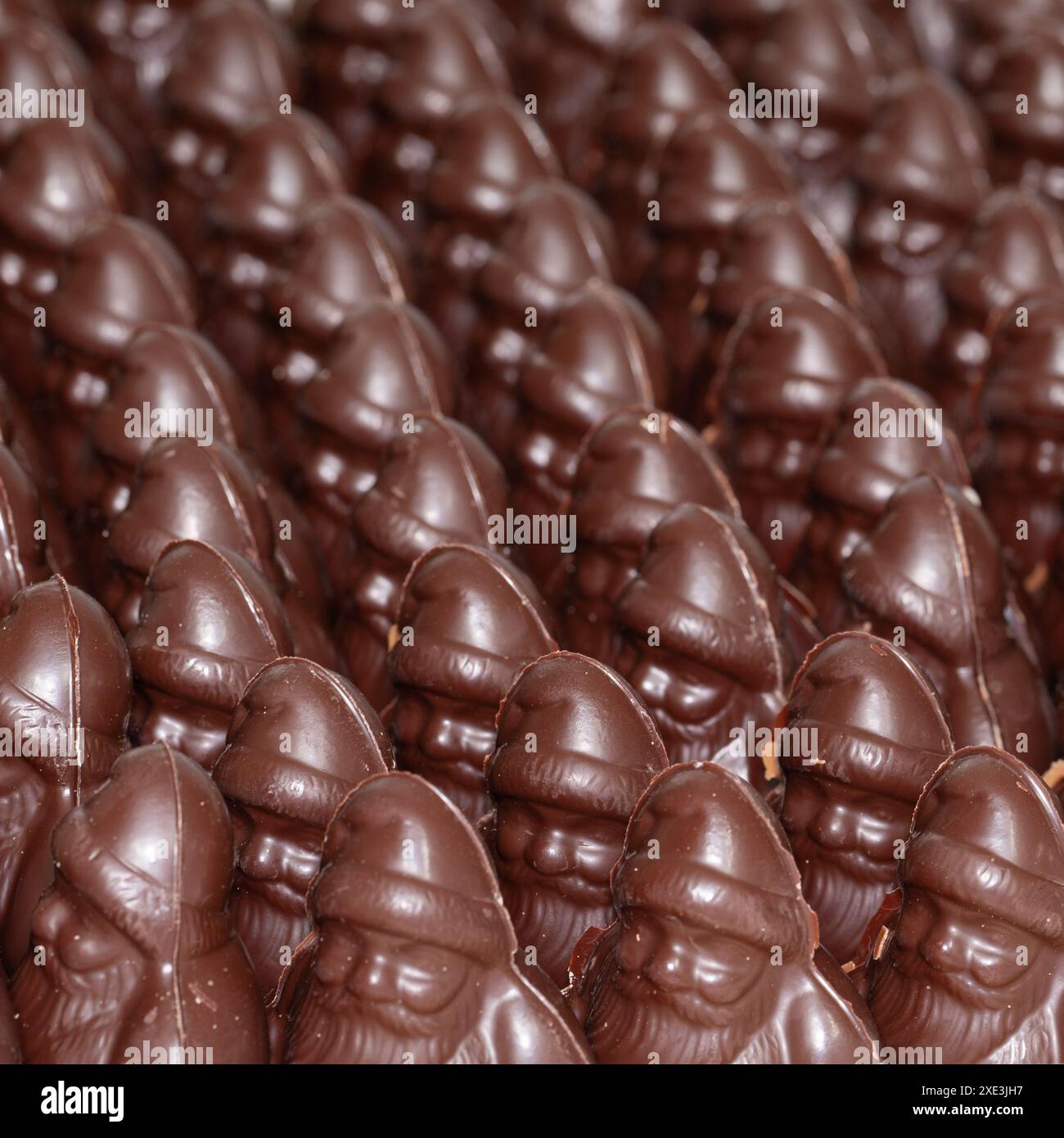 Chocolate Santa Clauses in a manufactory Stock Photo - Alamy