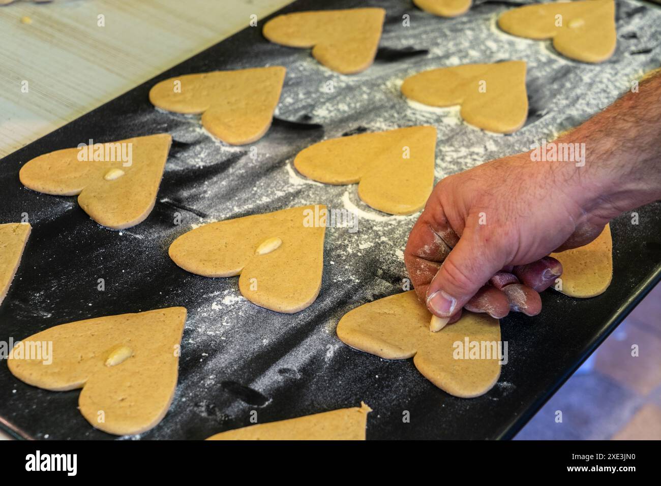 Gingerbread with almonds ready for baking Stock Photo - Alamy