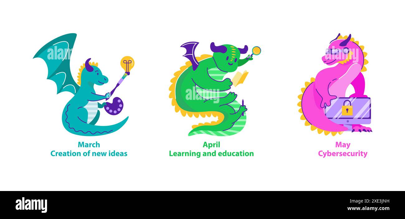 Dragon Helpers trio. Spring dragons animate the arts of ideation ...