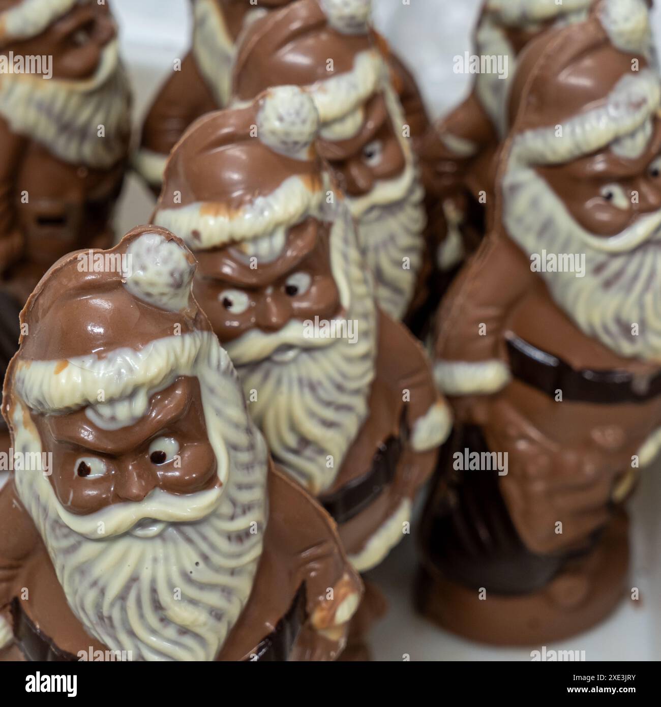 Chocolate Santa Clauses in a manufactory Stock Photo - Alamy