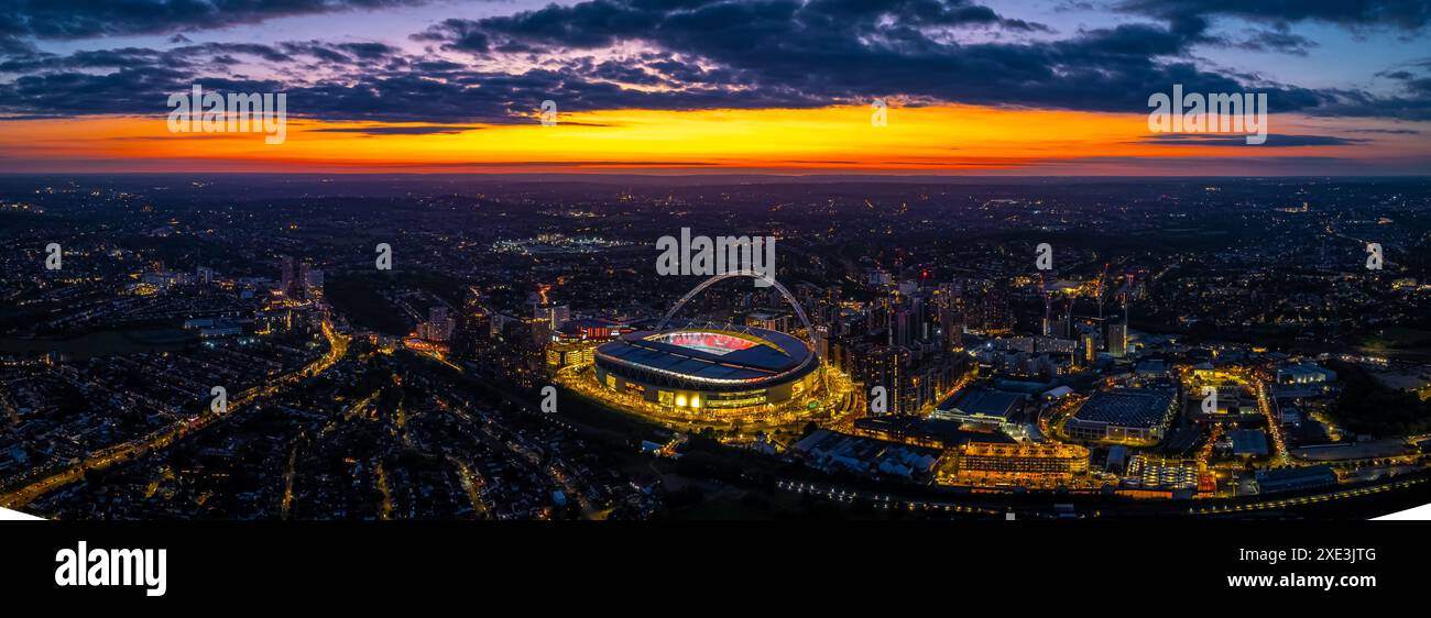 Aerial view of Wembley stadium at sunset in London, England, UK Stock ...