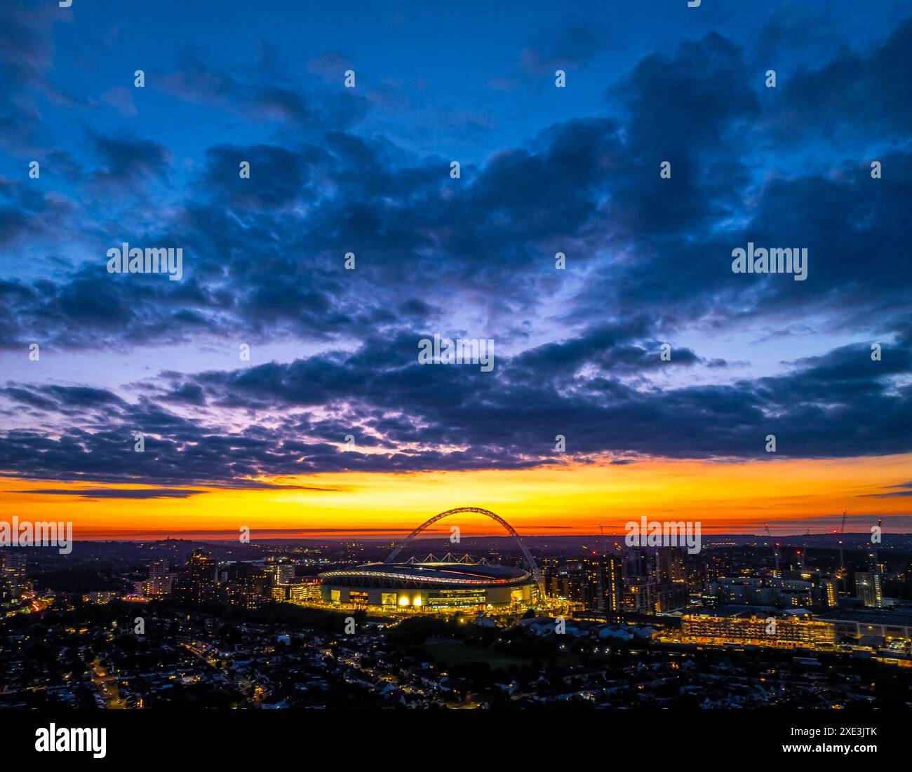 Aerial view of Wembley stadium at sunset in London, England, UK Stock ...