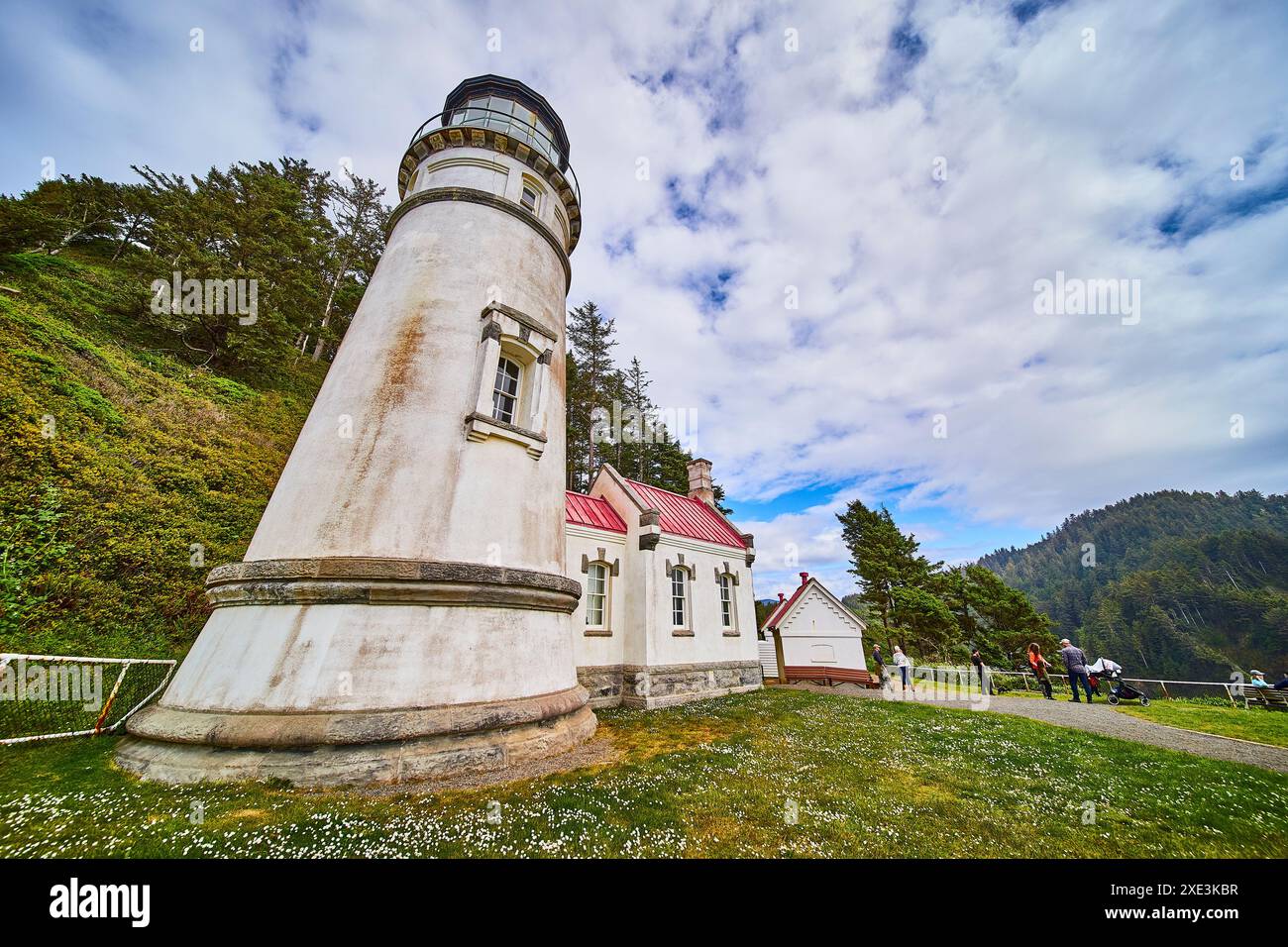 Heceta Head Lighthouse and Keeper's House with Forest Backdrop from ...