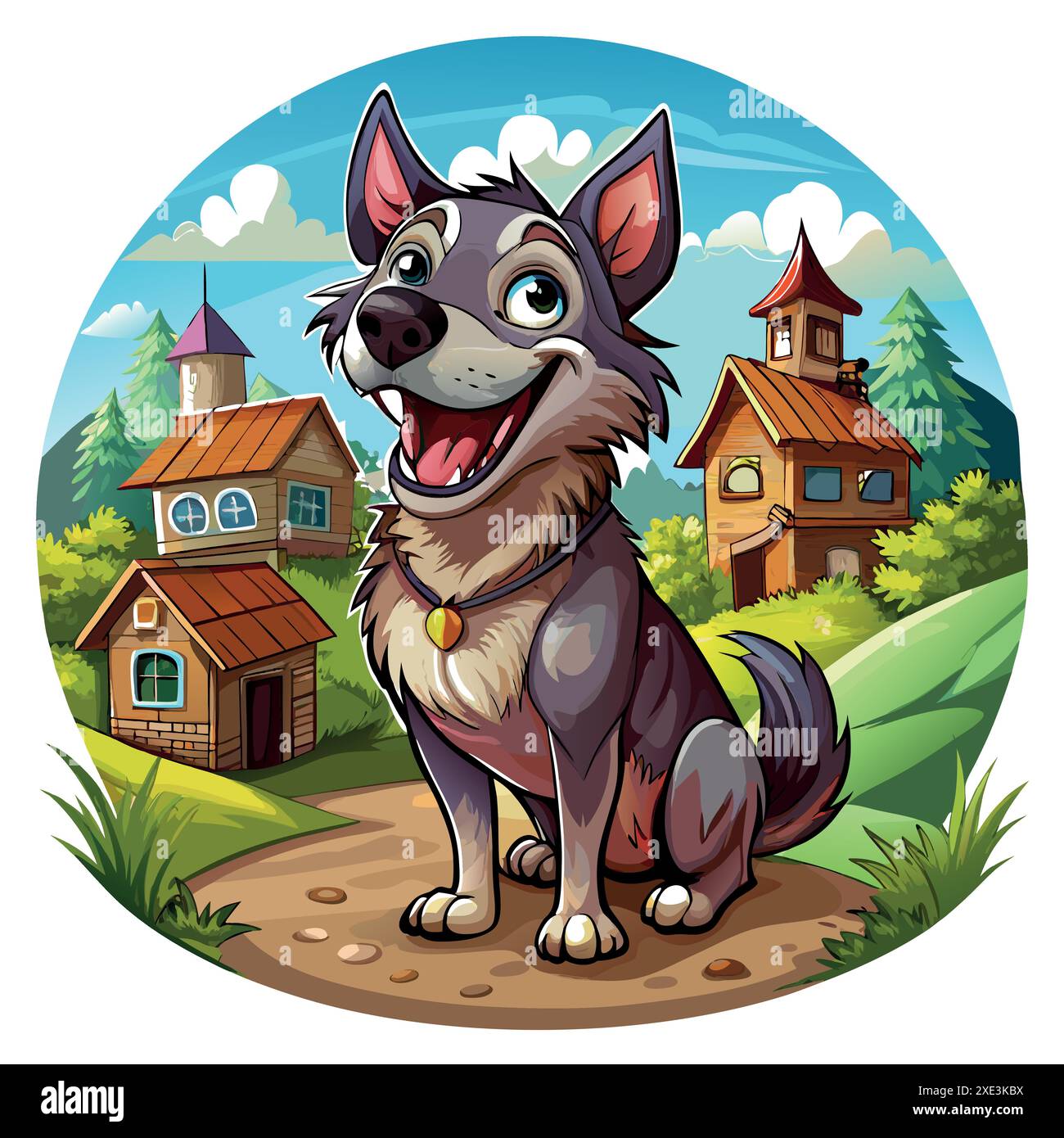 Chipit dog tender laughs village vector. AI generated image. Clipart ...