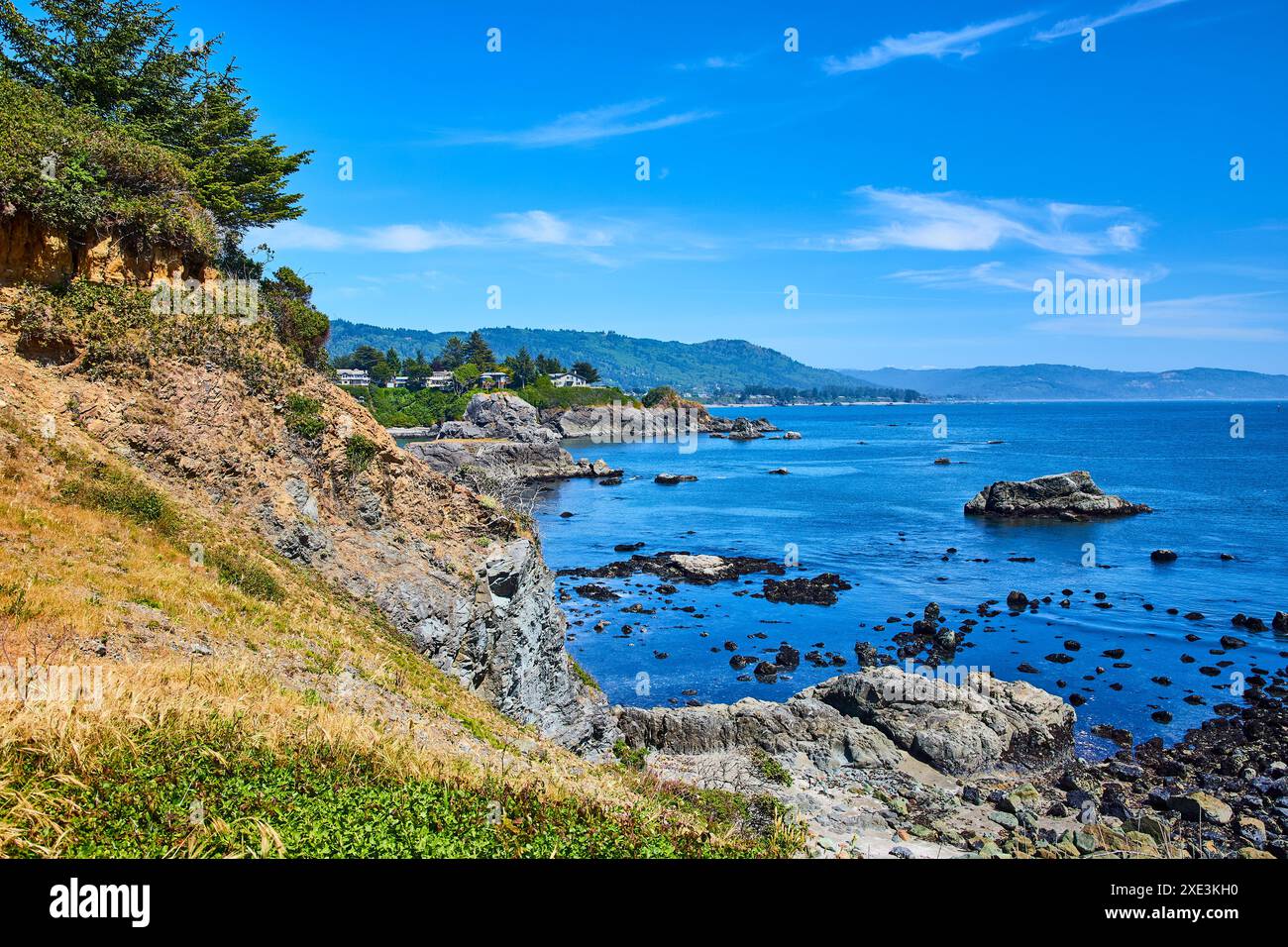 Rugged Coastal Cliffs and Azure Waters Viewed from High Vantage Point ...