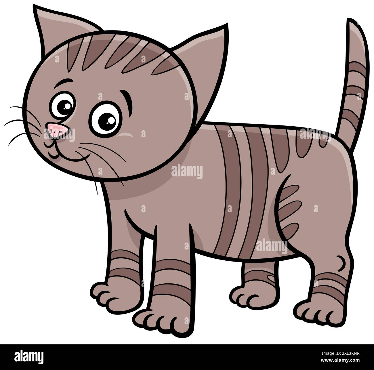 Cute cartoon tabby kitten comic animal character Stock Photo - Alamy