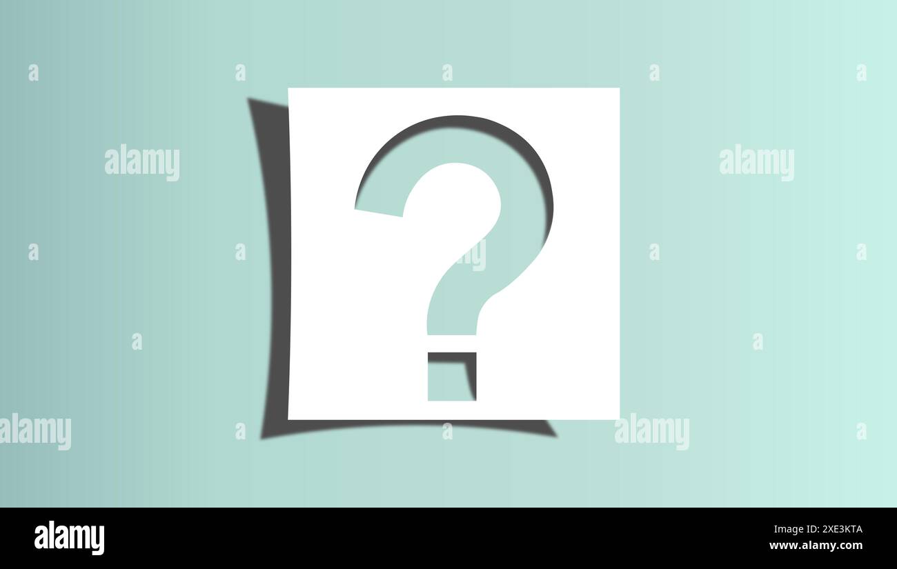 Cut out paper with white question mark symbol on light green background ...