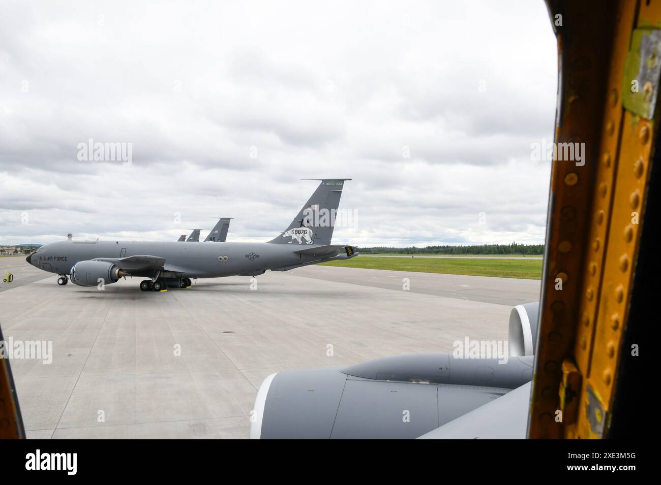 The 168th Wing KC-135 Stratotankers sit on the flight line prior to ...