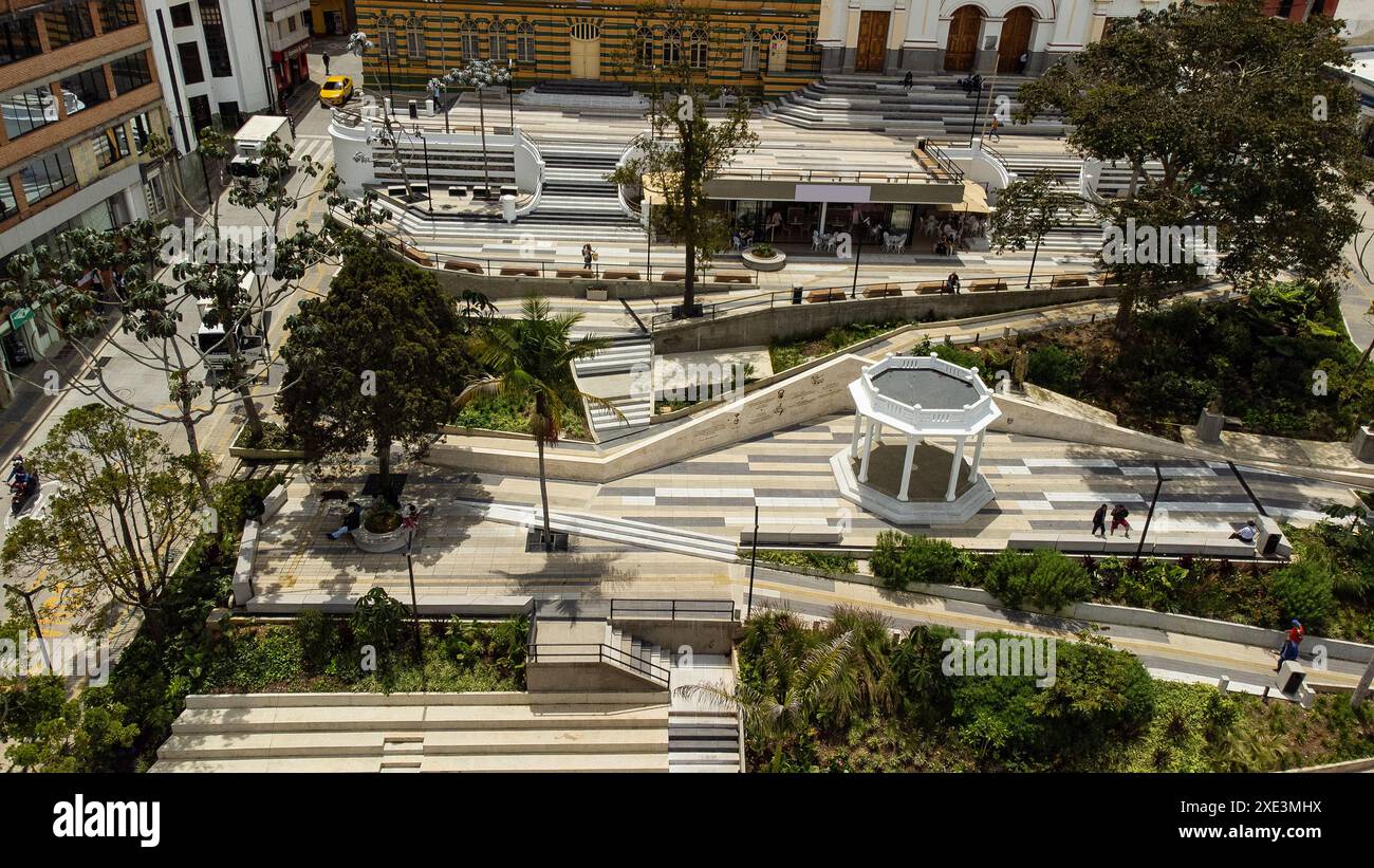 Yarumal, Antioquia. Colombia - June 22, 2024. The main park of the ...