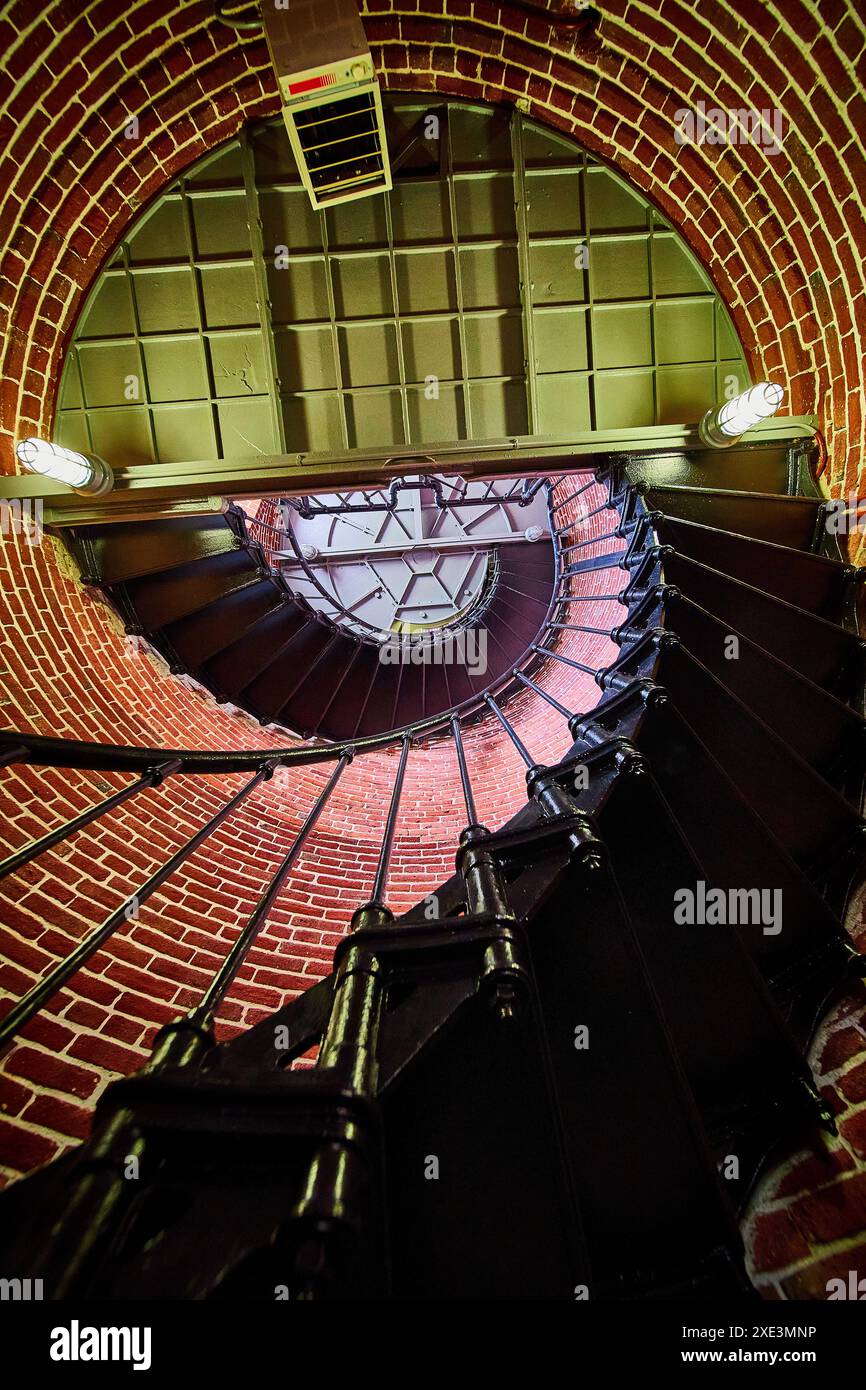 Spiral Staircase in Heceta Head Lighthouse Looking Upward Stock Photo ...