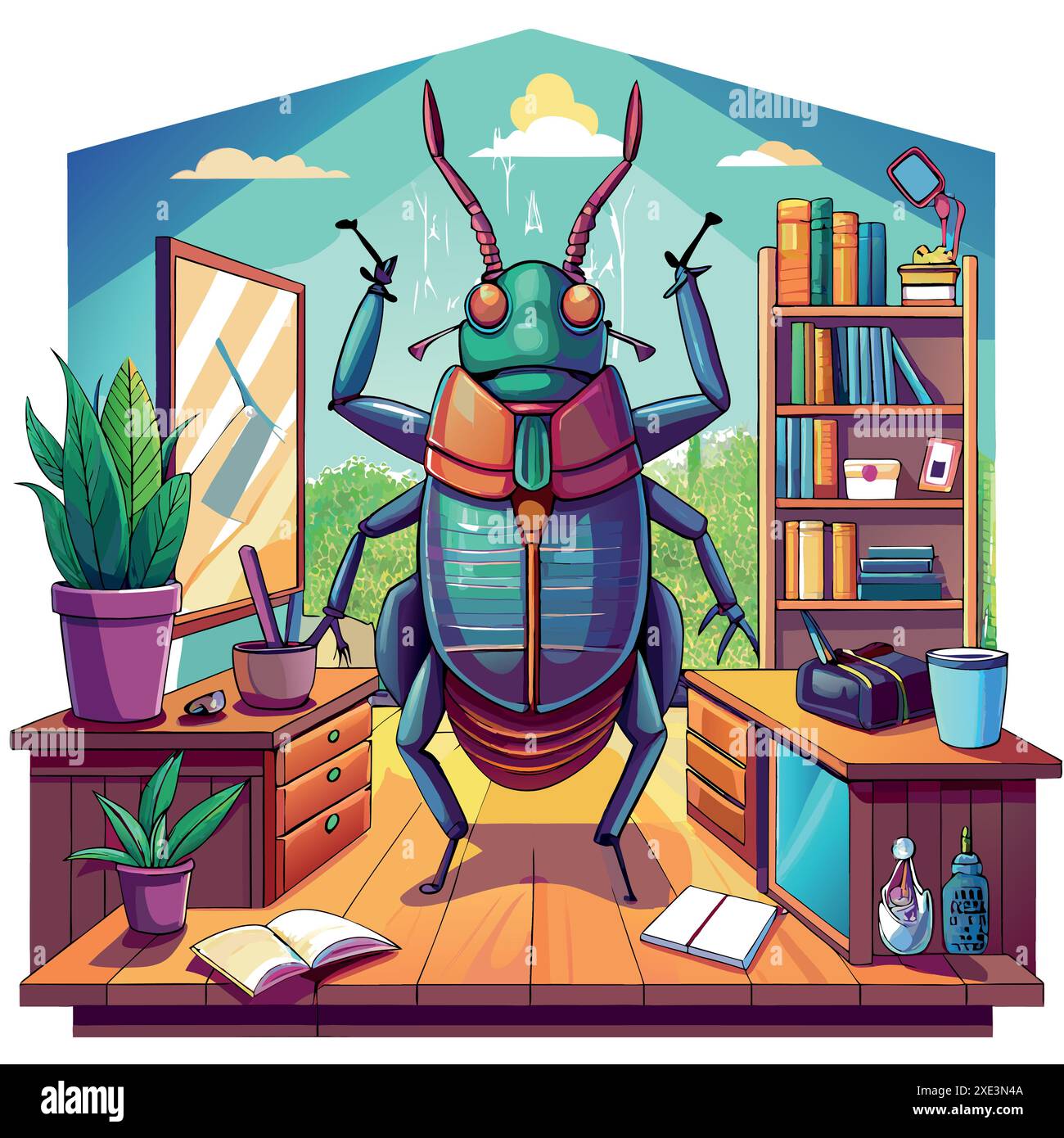 Cigarette Beetle bug belittled looks office vector. AI generated image ...