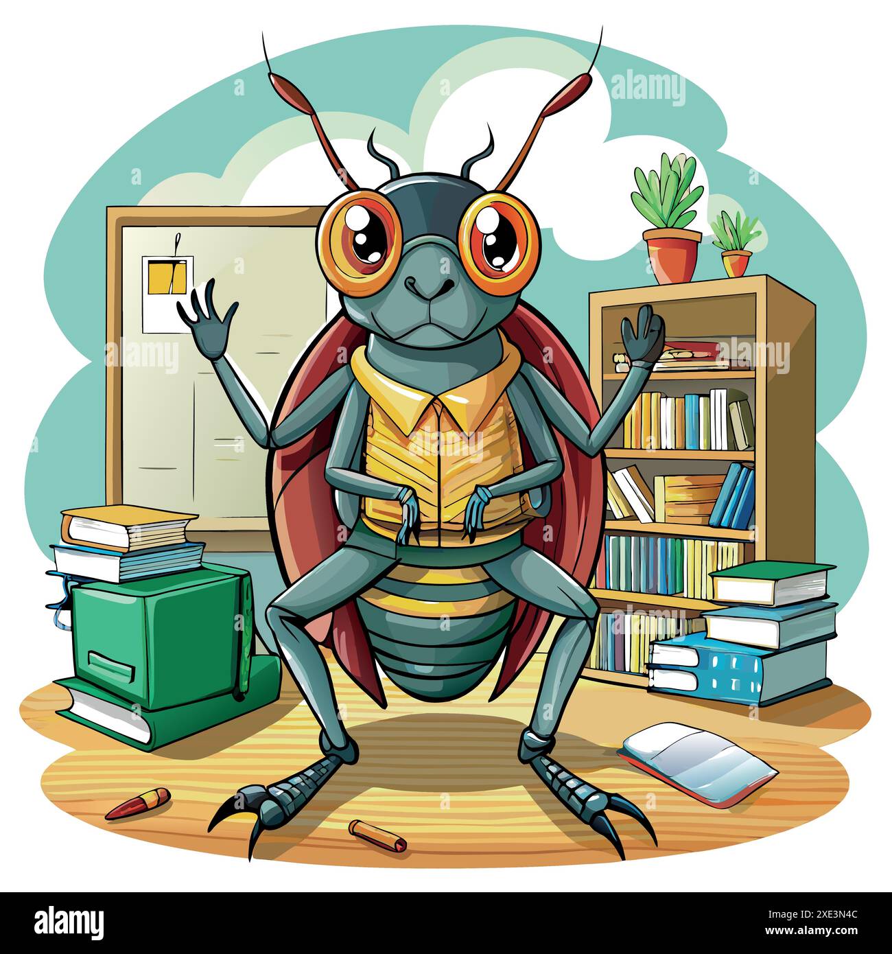 Cigarette Beetle bug brisk sits school vector. AI generated image ...