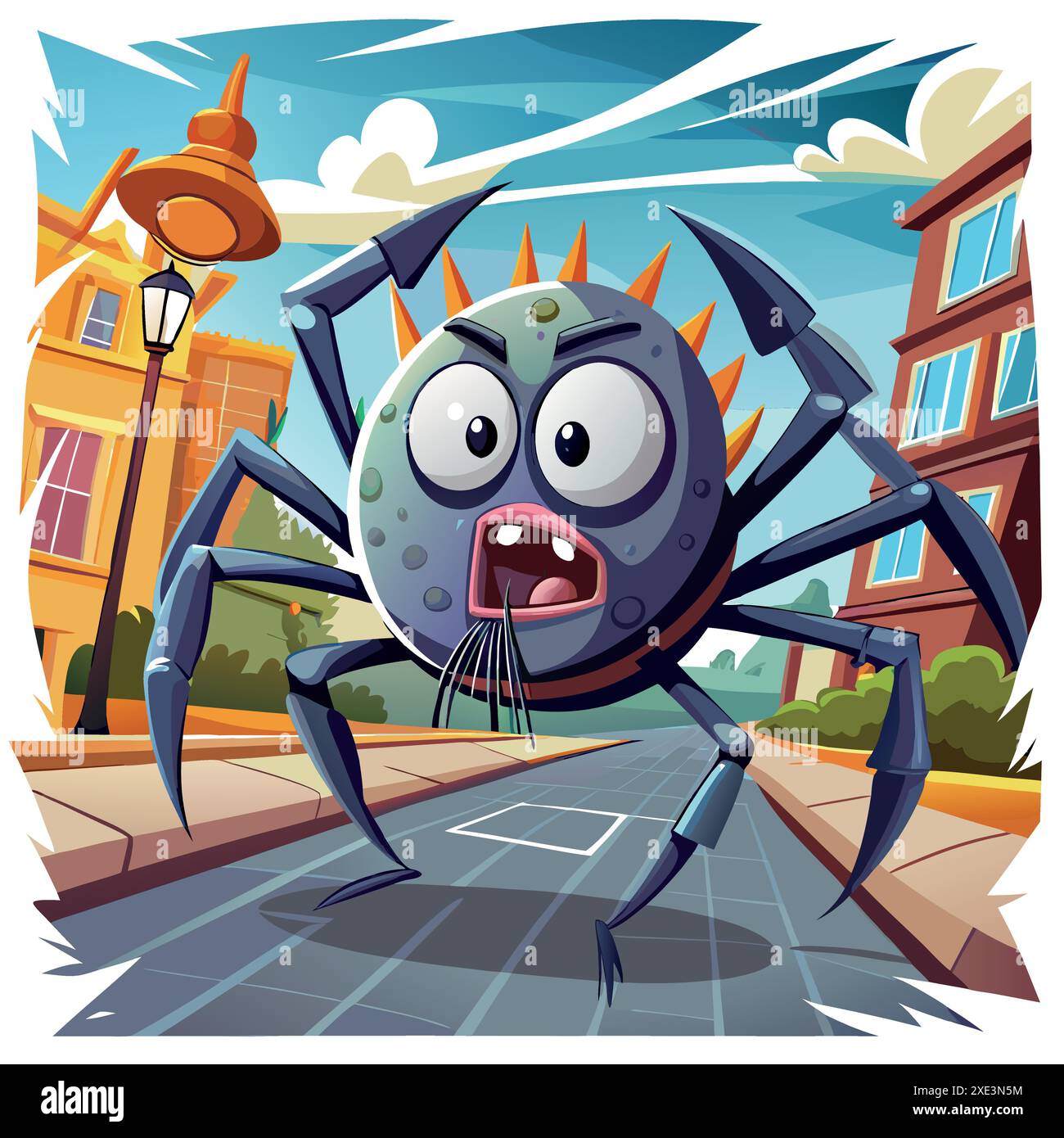 Clock Spider annoyed runs street vector. AI generated image. Clipart ...