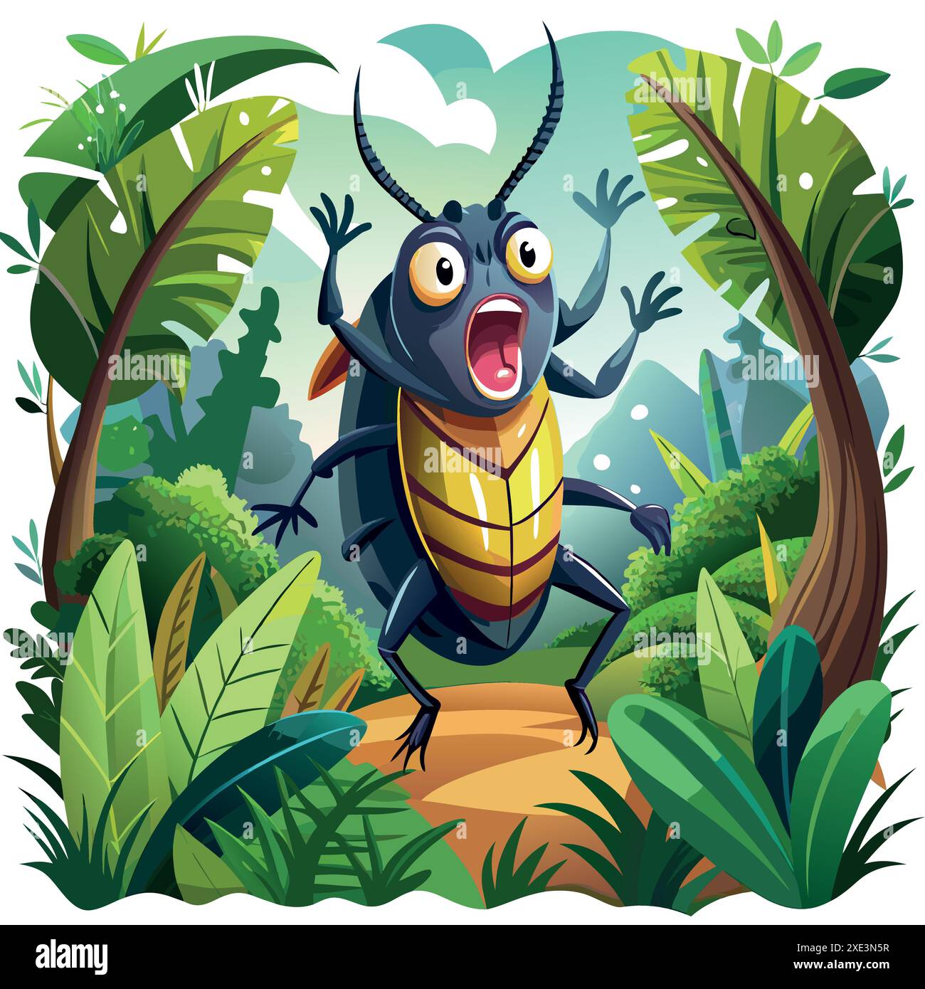 Click Beetle bug stupid screams jungle vector. AI generated image ...