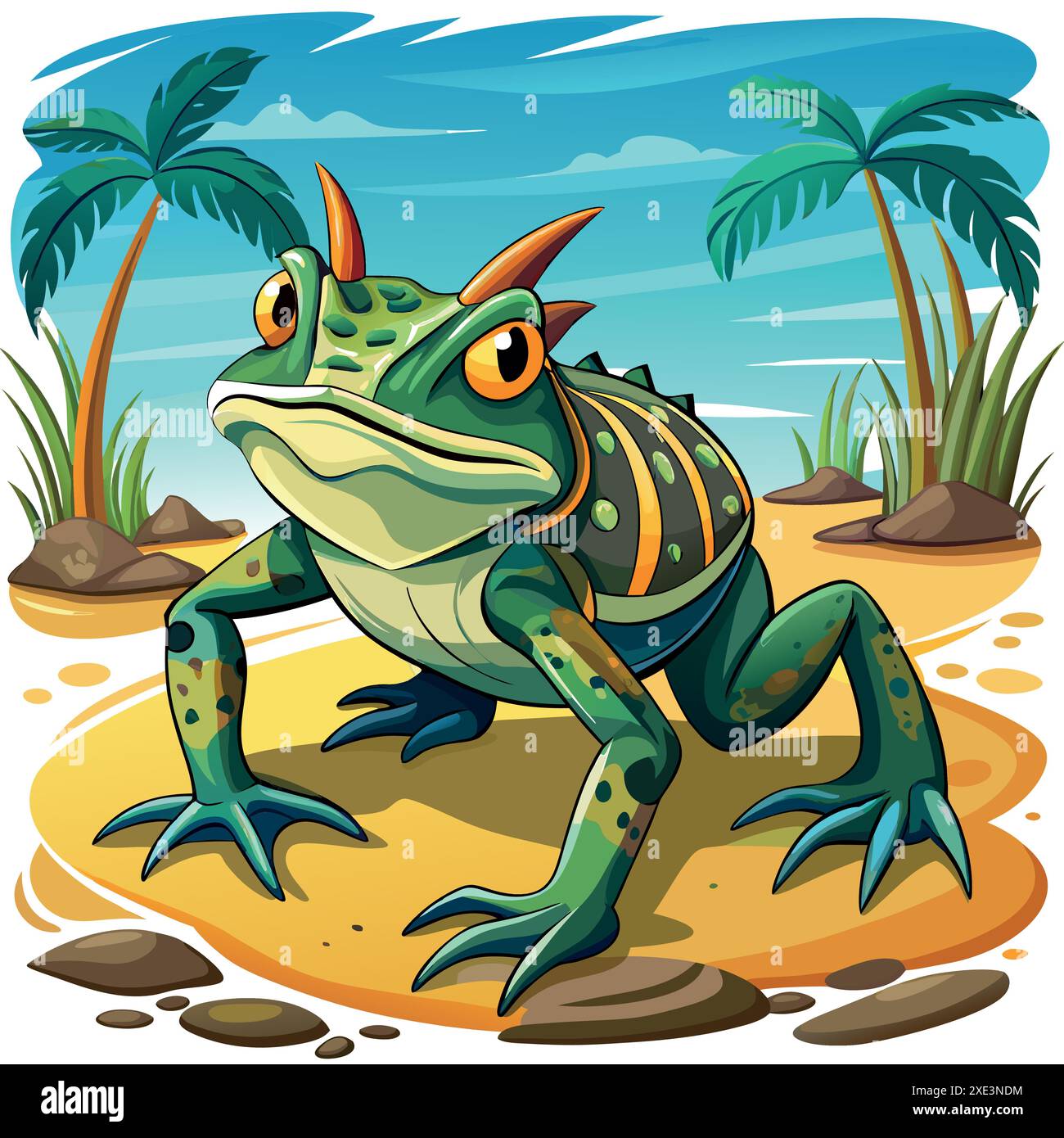 Clawed Frog lost stands beach vector. AI generated image. Clipart ...