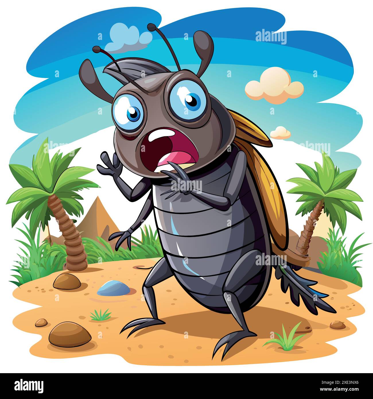 Click Beetle bug shocked cries beach vector. AI generated image ...