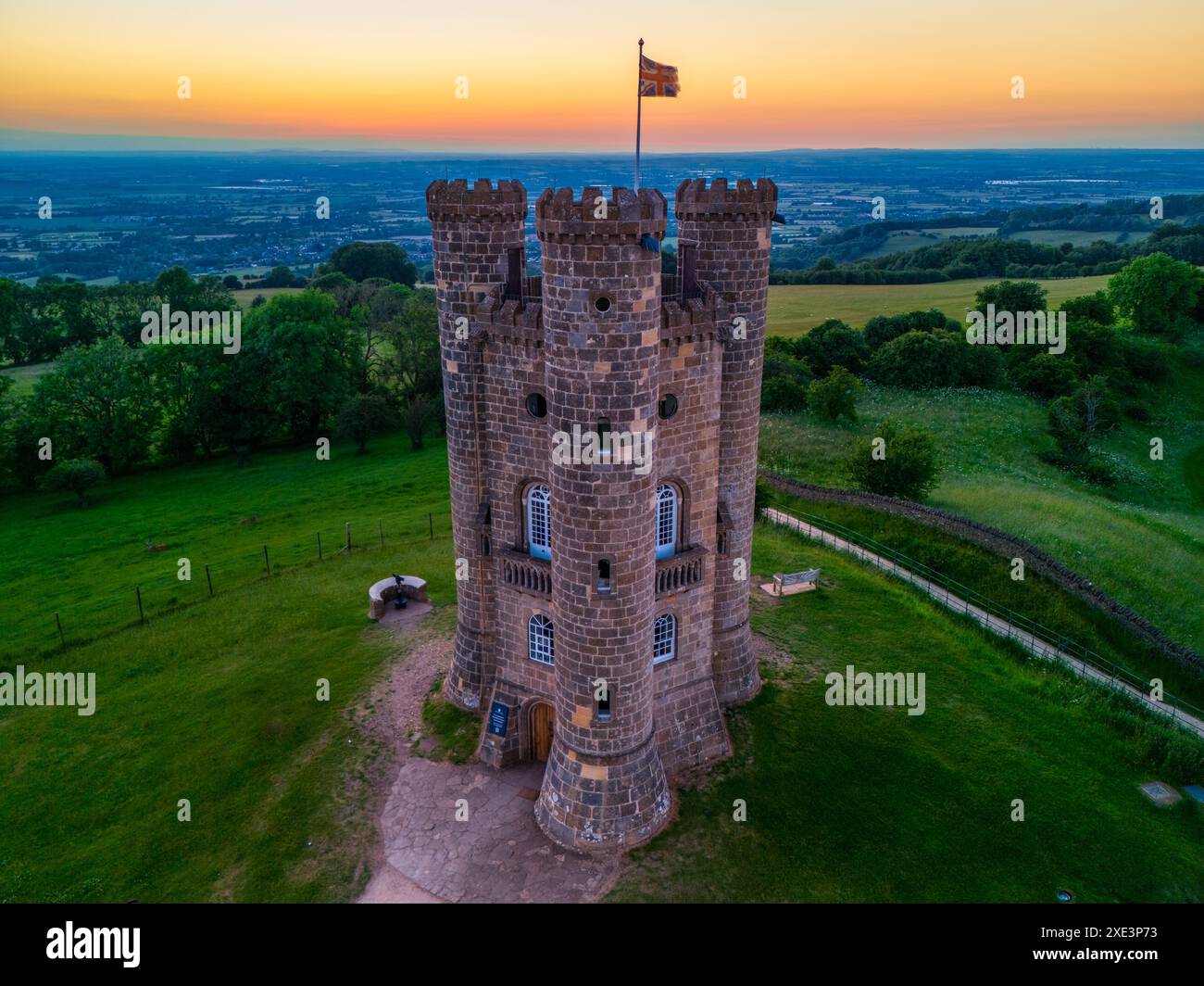 Broadway Tower at Sunset Stock Photo - Alamy