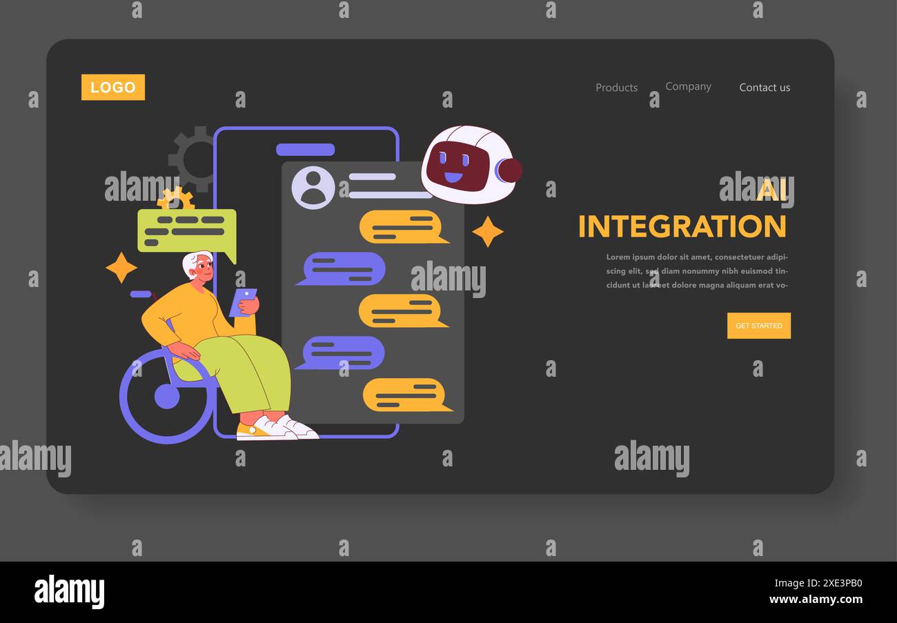 Mobile app integration concept. User interface with AI technology and ...